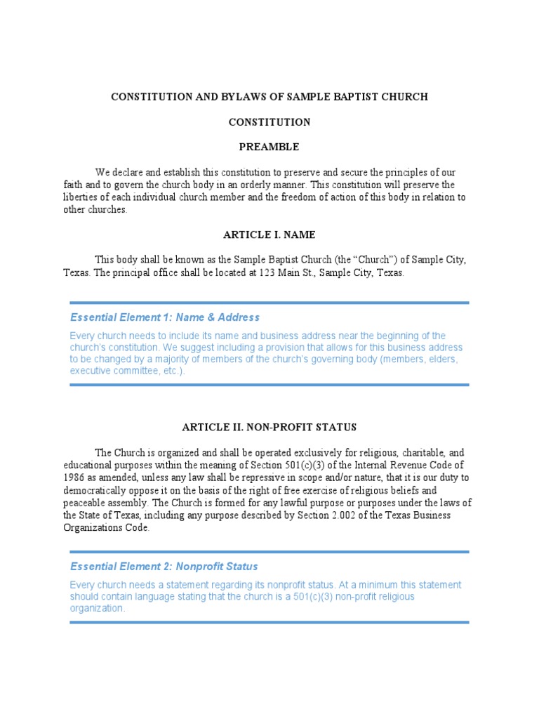 Church Constitution and Bylaws | PDF | Baptism | Deacon
