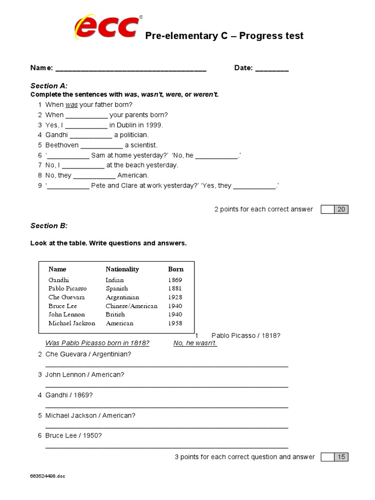 Pre-Elementary C PT | PDF