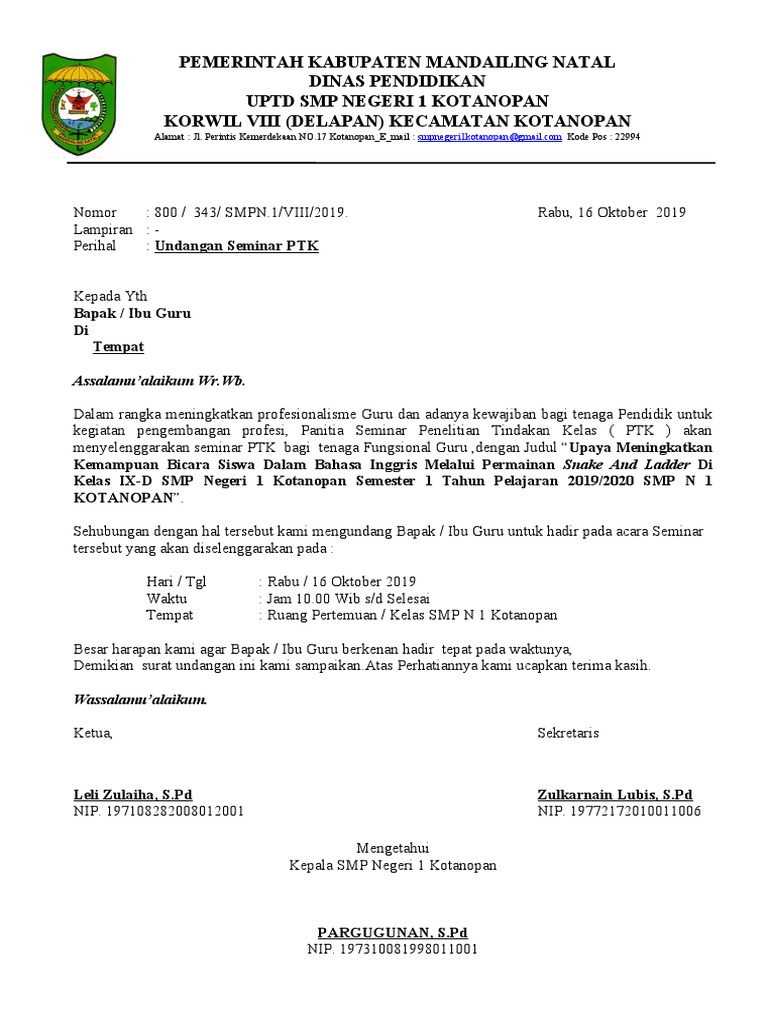 Surat Undangan Seminar | PDF