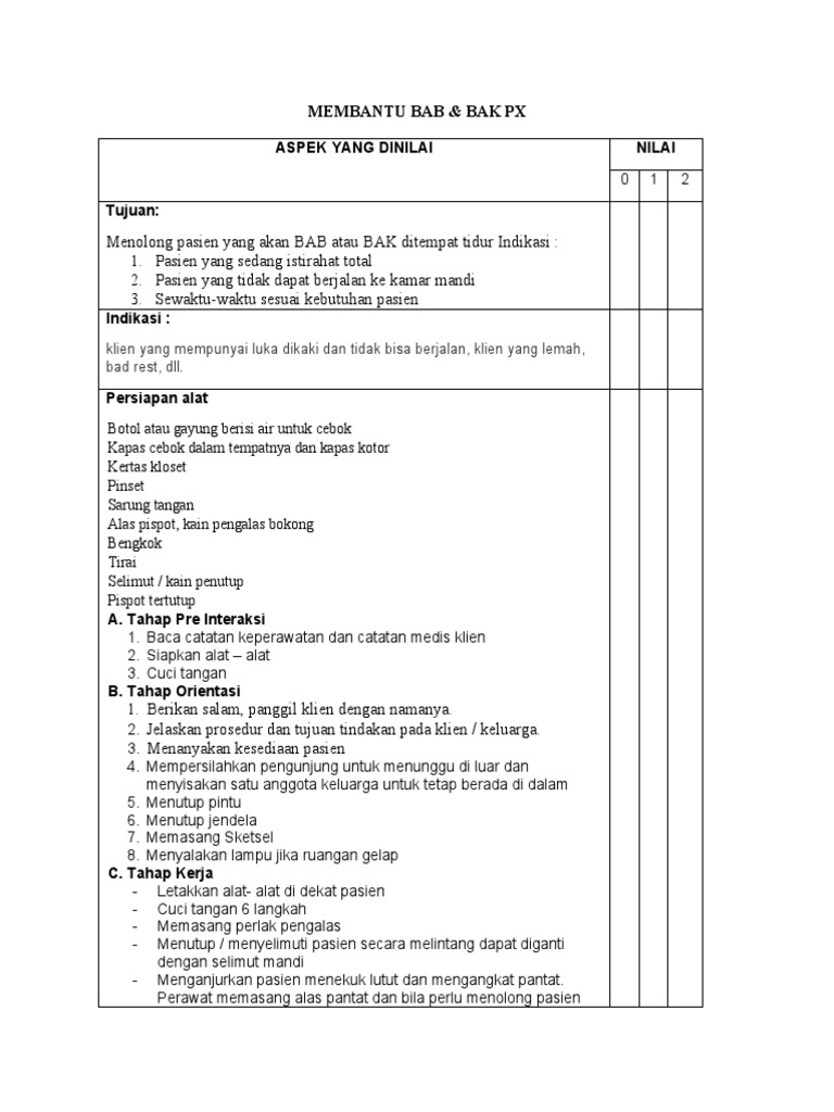SOP Mematu BAB Dan BAK | PDF | Pengembangan Diri
