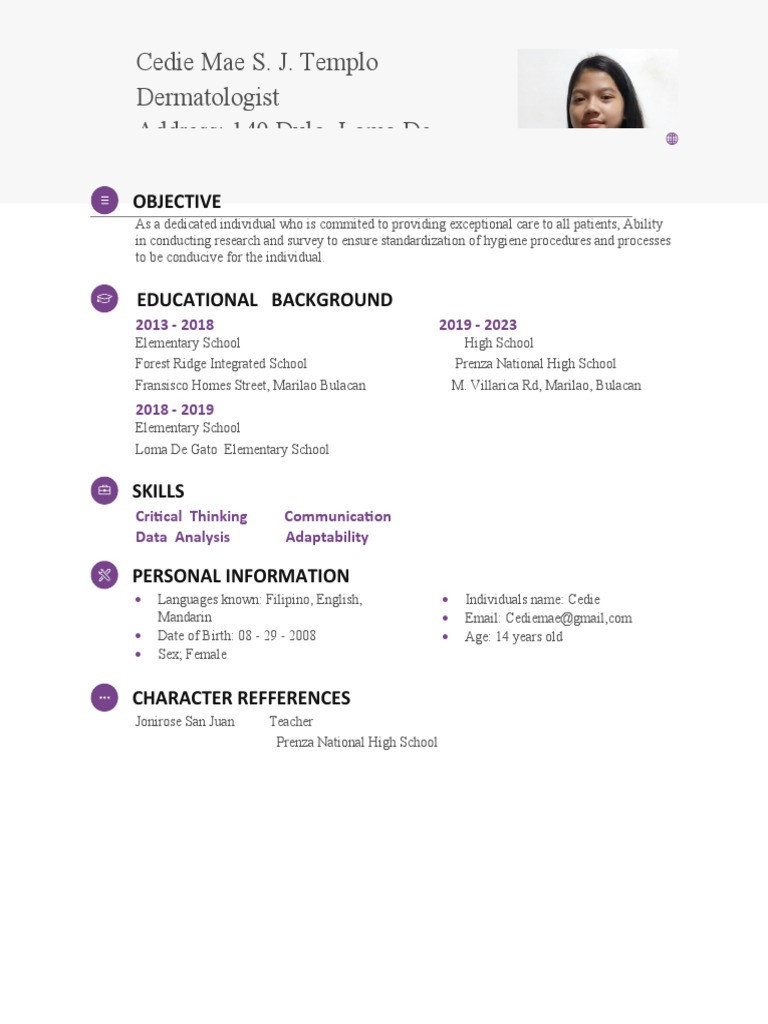 Resume Cedie Mae Templo | PDF | Wellness