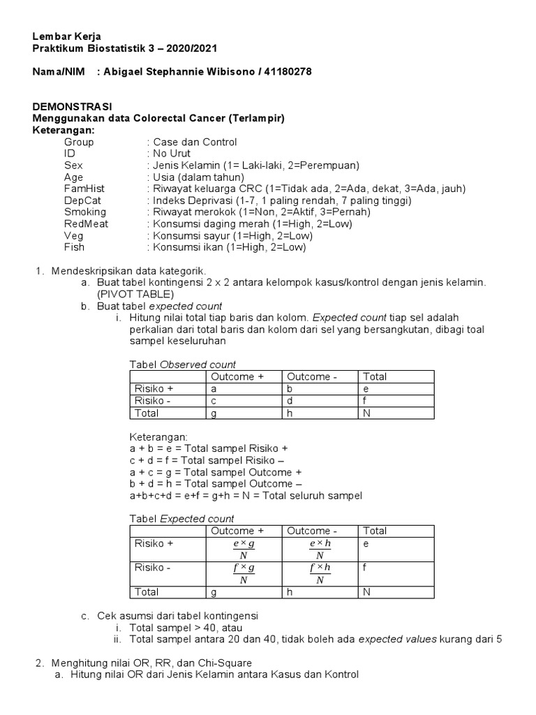Lembar Kerja Biostatistik CRC | PDF
