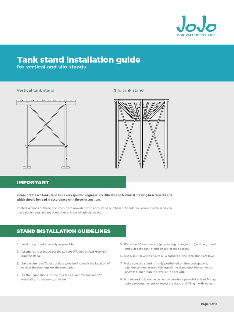 Vertical and Silo Tank Stand Installation Guide - 280622 PDF | Download ...