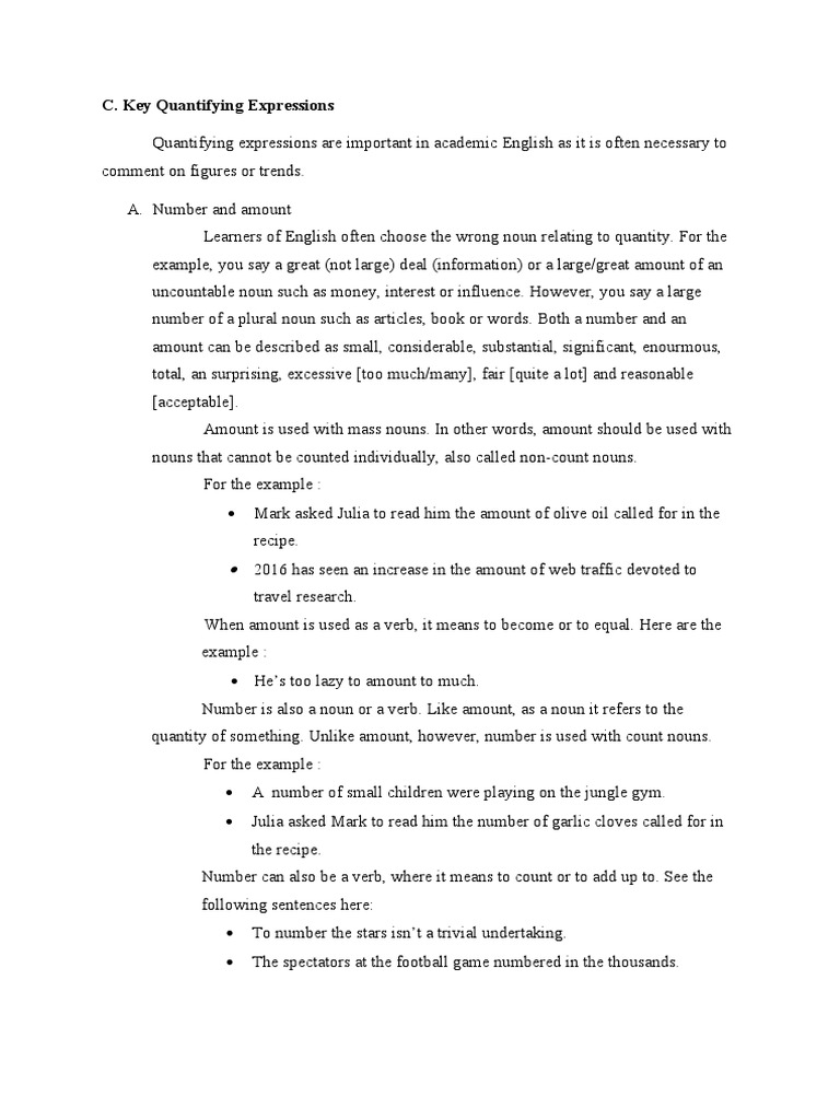 7 Key Quantifying Expressions | PDF | Noun | Quantity