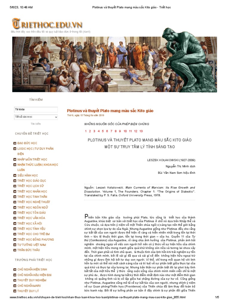 Plotinus và thuyết Plato mang màu sắc Kito giáo - Triết học PDF | PDF