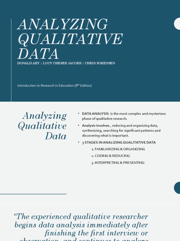 Analyzing Qualitative Data PDF | PDF | Qualitative Research | Methodology