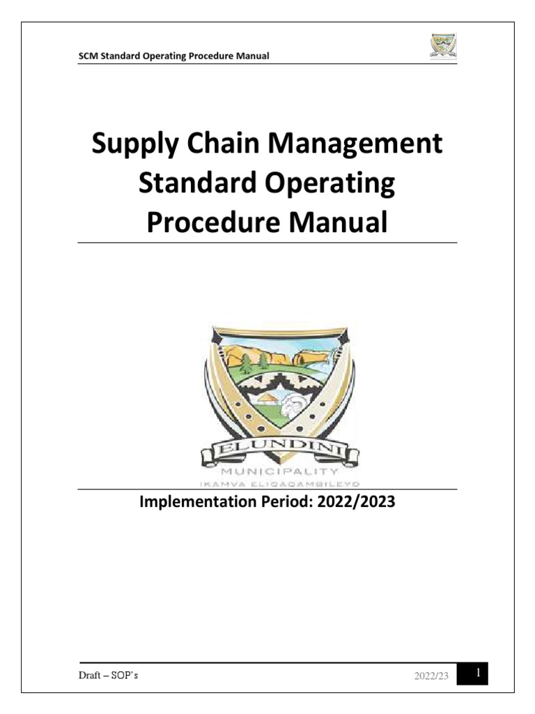 Elundini SCM SOP Manual 2022/2023 | PDF | Supply Chain Management ...
