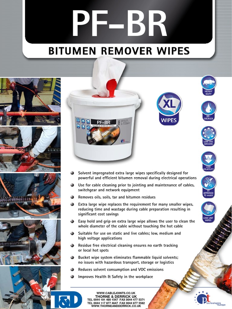 Bitumen Remover Cable Wipes PF BR | PDF | Solvent | Air Pollution