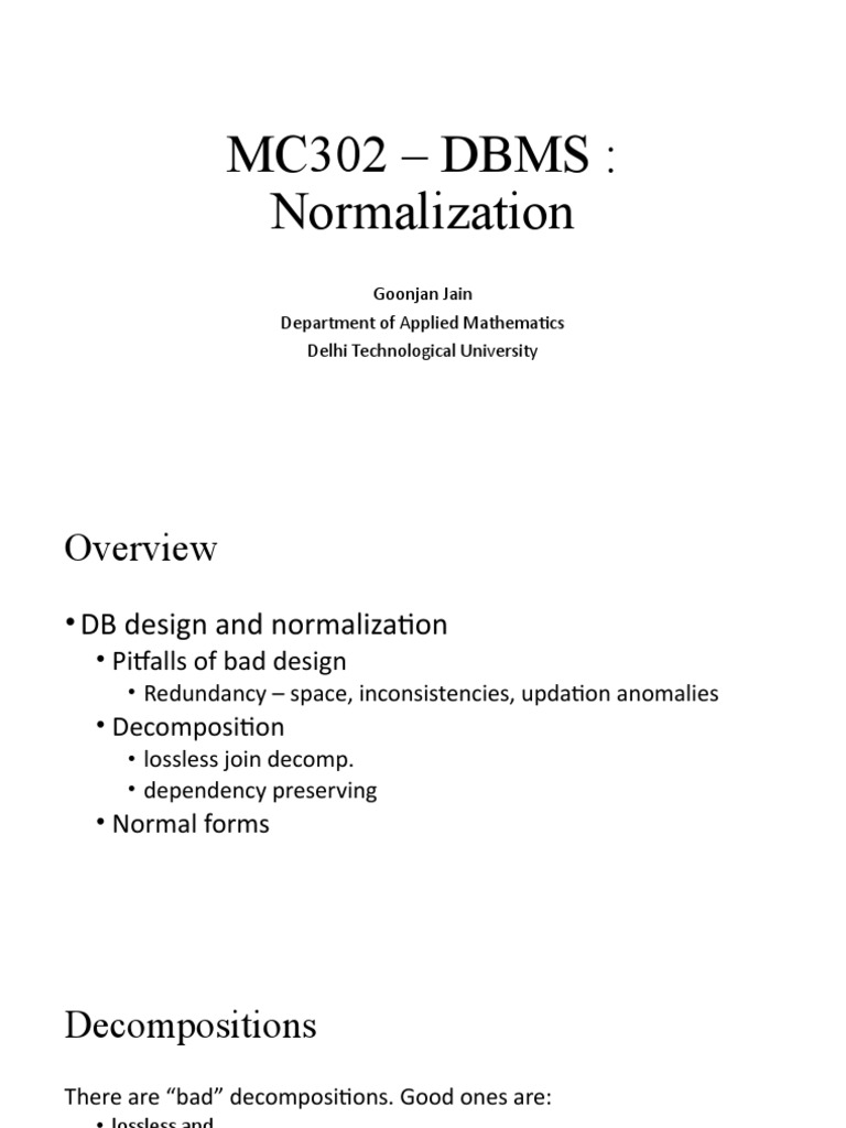 Unit 3 - Normalization | PDF | Data Management | Databases