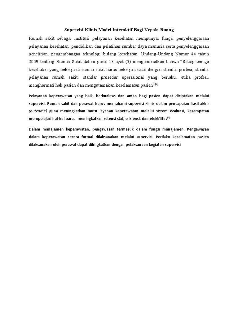 Supervisi Klinis Model Interaktif Bagi Kepala Ruang | PDF