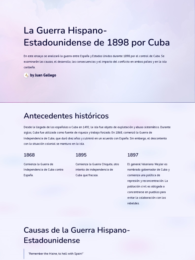 La Guerra Hispano Estadounidense de 1898 Por Cuba | PDF | Imperio ...