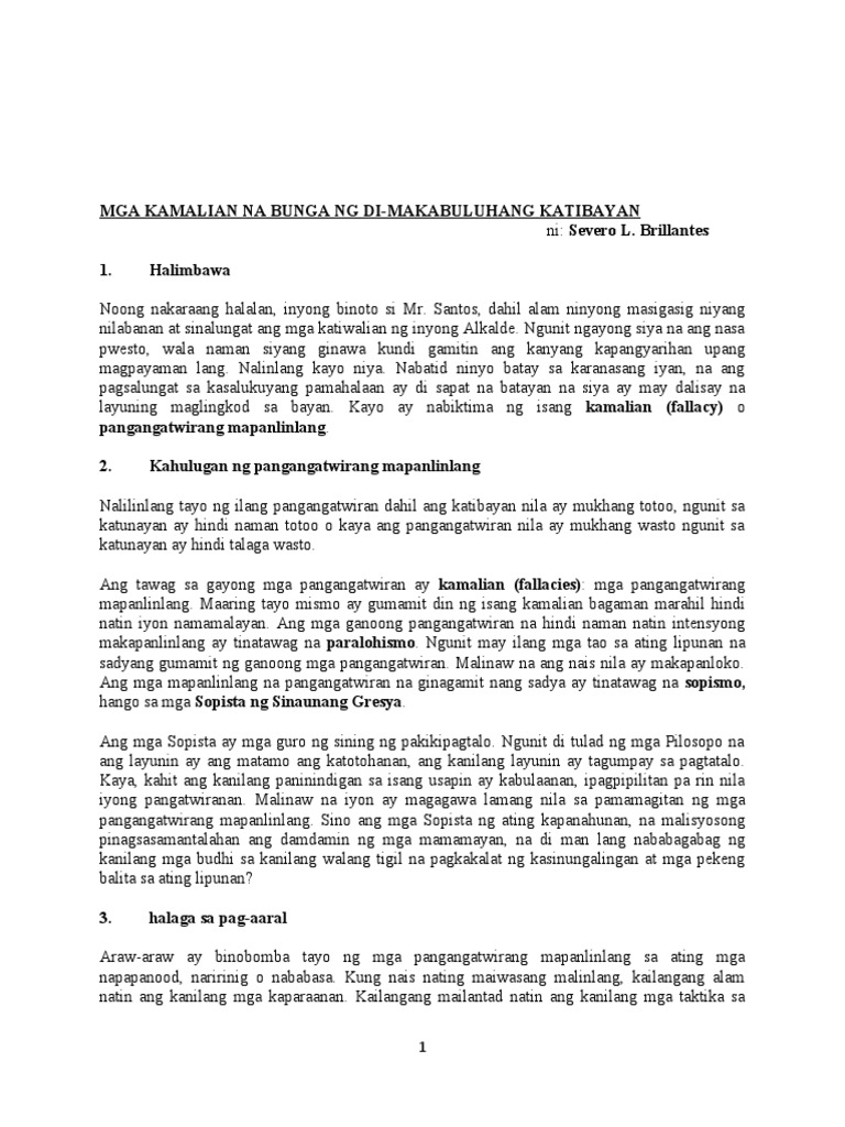 E. Mga Kamaliang Bunga NG Di Makabuluhang Katibayan | PDF
