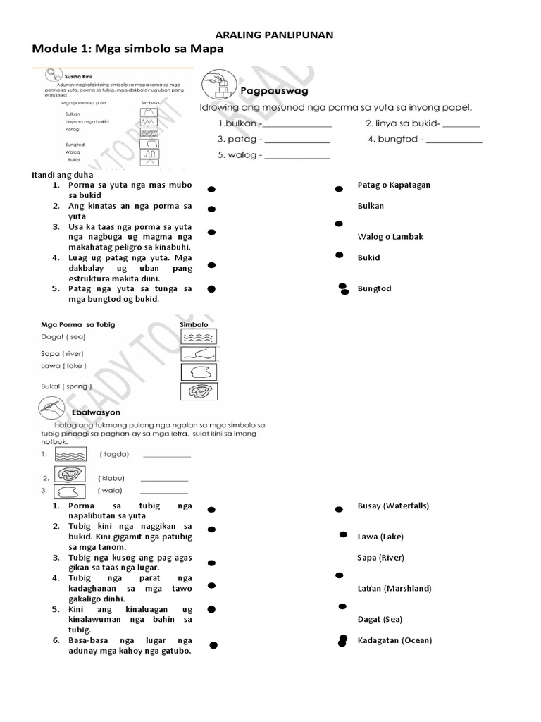 Module 1: Mga Simbolo Sa Mapa: Araling Panlipunan | PDF