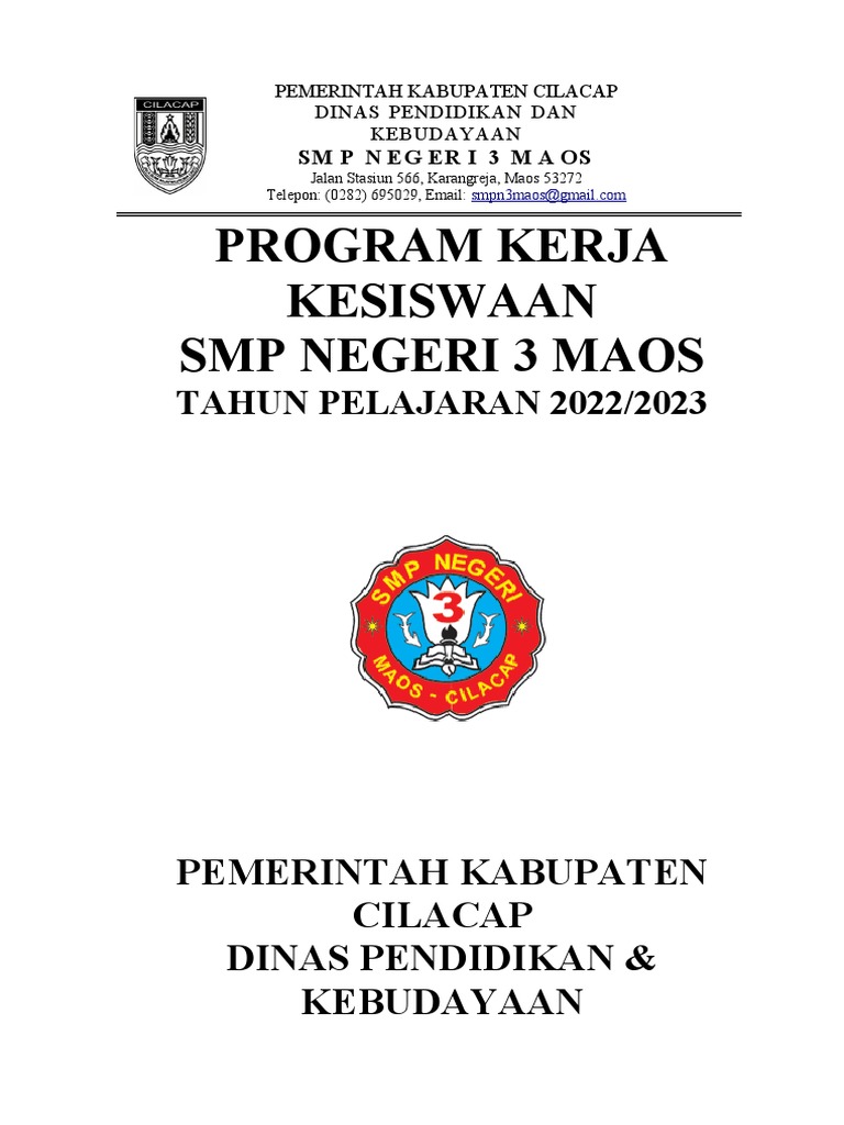 Program Kerja Kesiswaan SMPN 3 Maos 2022/2023 | PDF