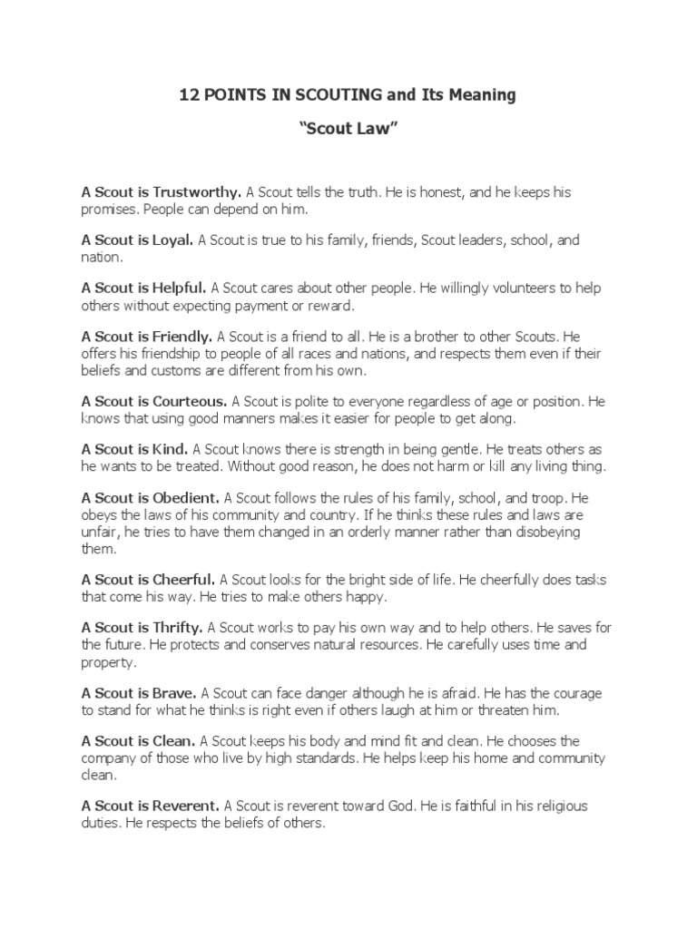 12 Points of Scout Law Explained | PDF