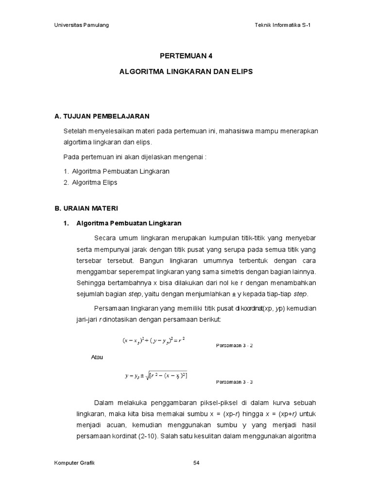 Algoritma Lingkaran dan Elips | PDF