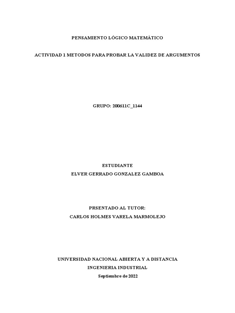 Ejercicio - 1 - Unidad 1 - Elver-Gonzalez | PDF | Cognición | Lógica