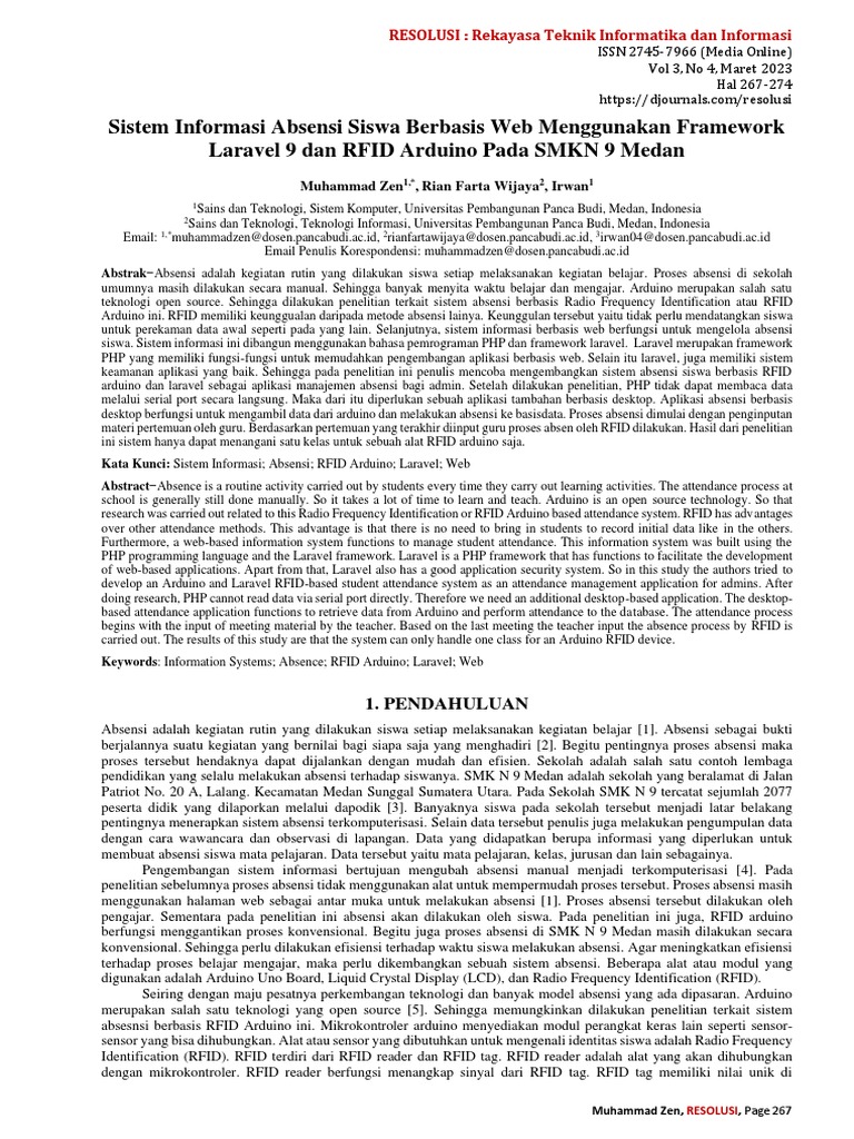 Sistem Informasi Absensi Siswa Berbasis Web Menggunakan Framework ...