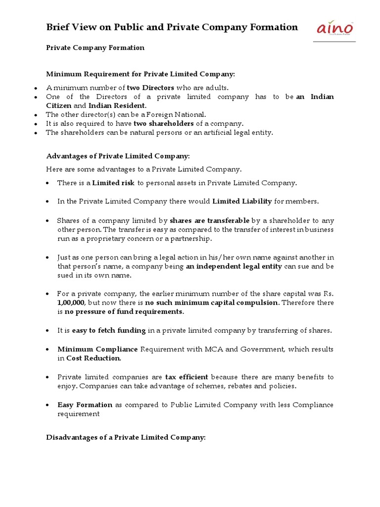 Pors and Cons of Public & Private Co. | PDF | Limited Company | Companies