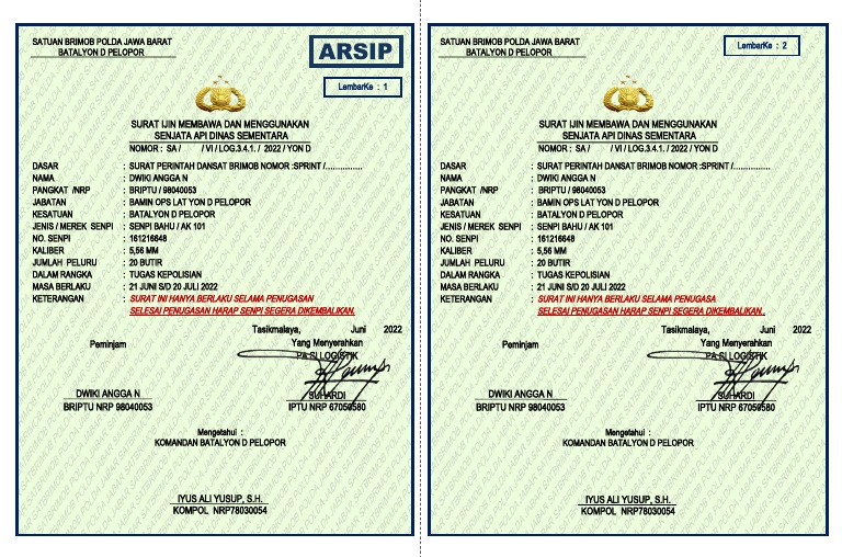 Surat Senjata Bahu Ak 101 | PDF