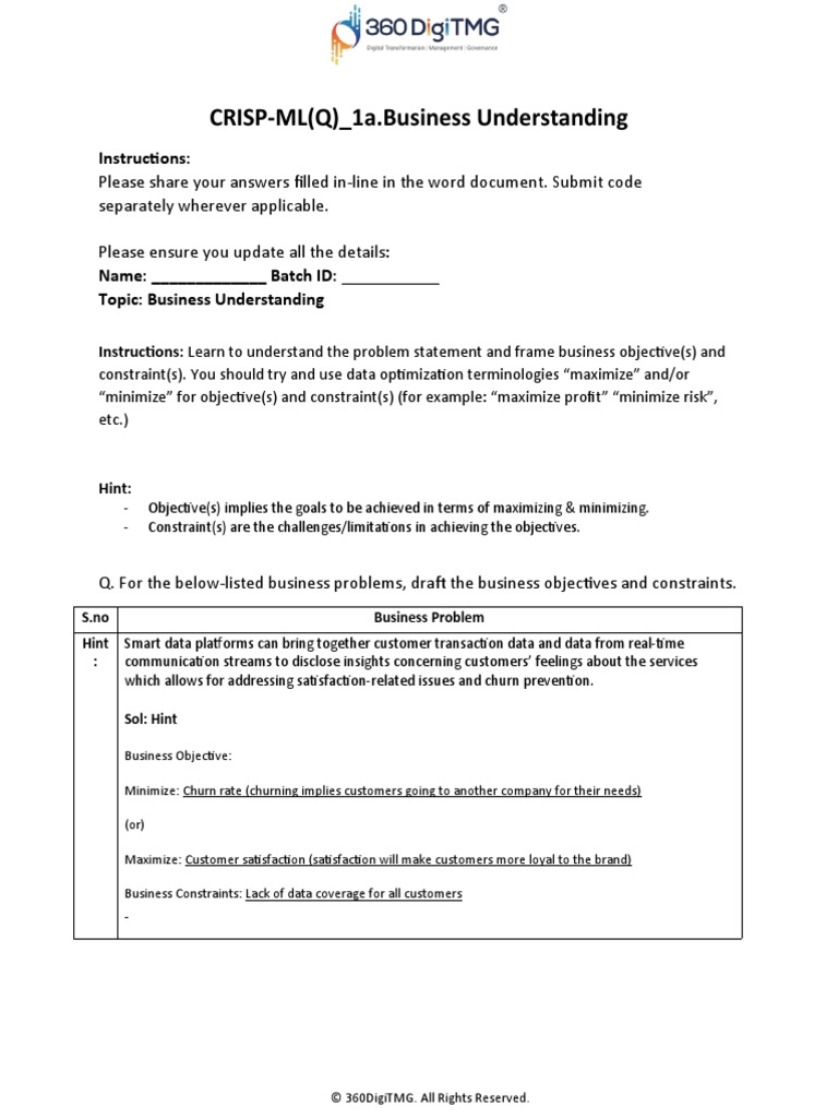 1a.CRISP - DM - Business Understanding | PDF