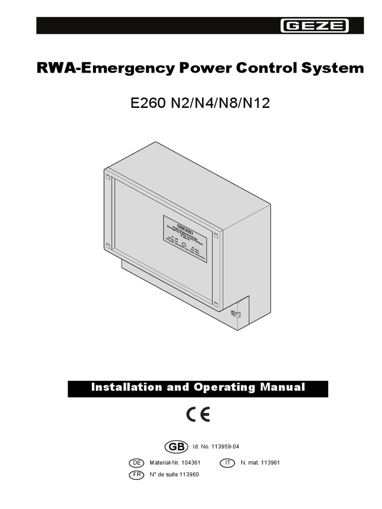 RWA-Emergency Power Control System E260 N2/N4/N8/N12: Installation and ...