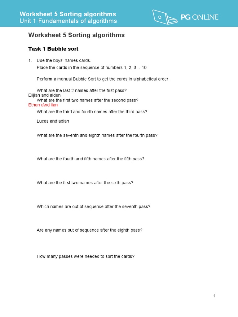 Unit 1 Worksheet 5 | PDF