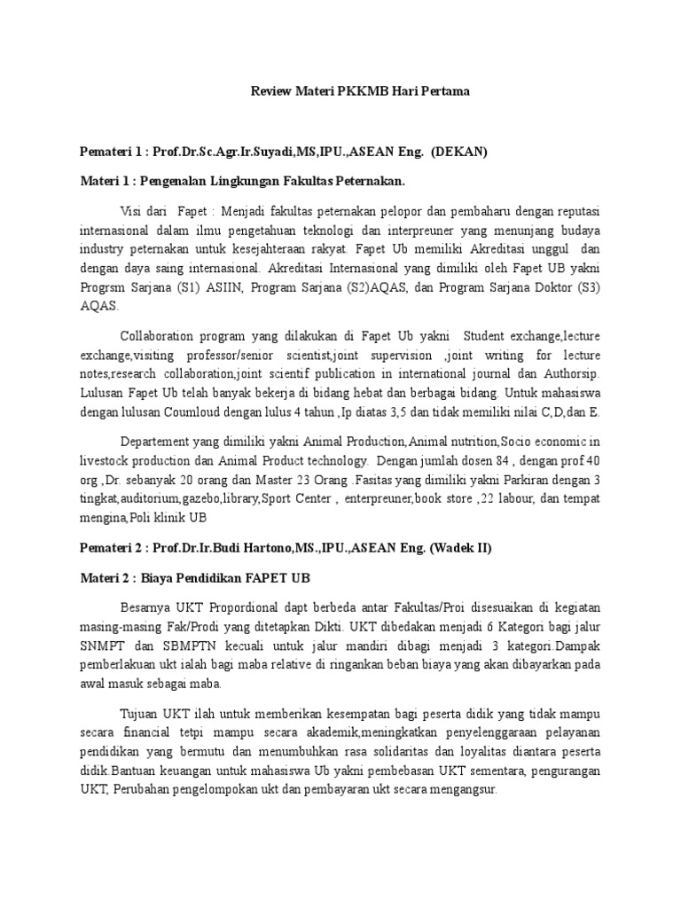 Review Materi PKKMB | PDF
