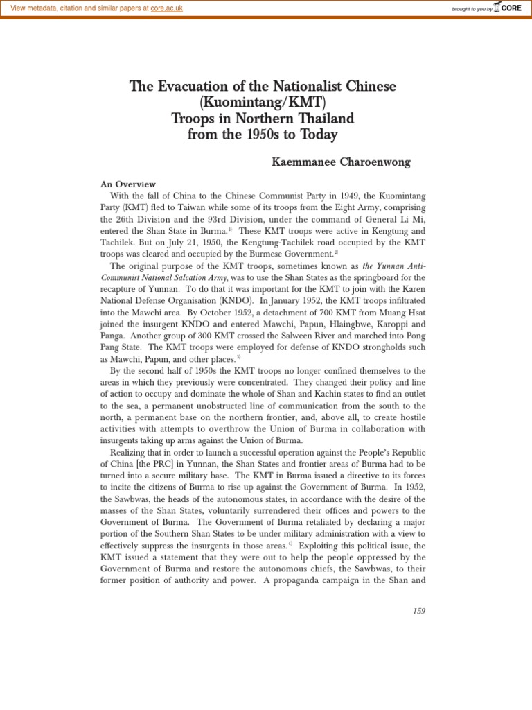 The Evacuation of The Nationalist Chinese (Kuomintang/KMT) Troops in ...