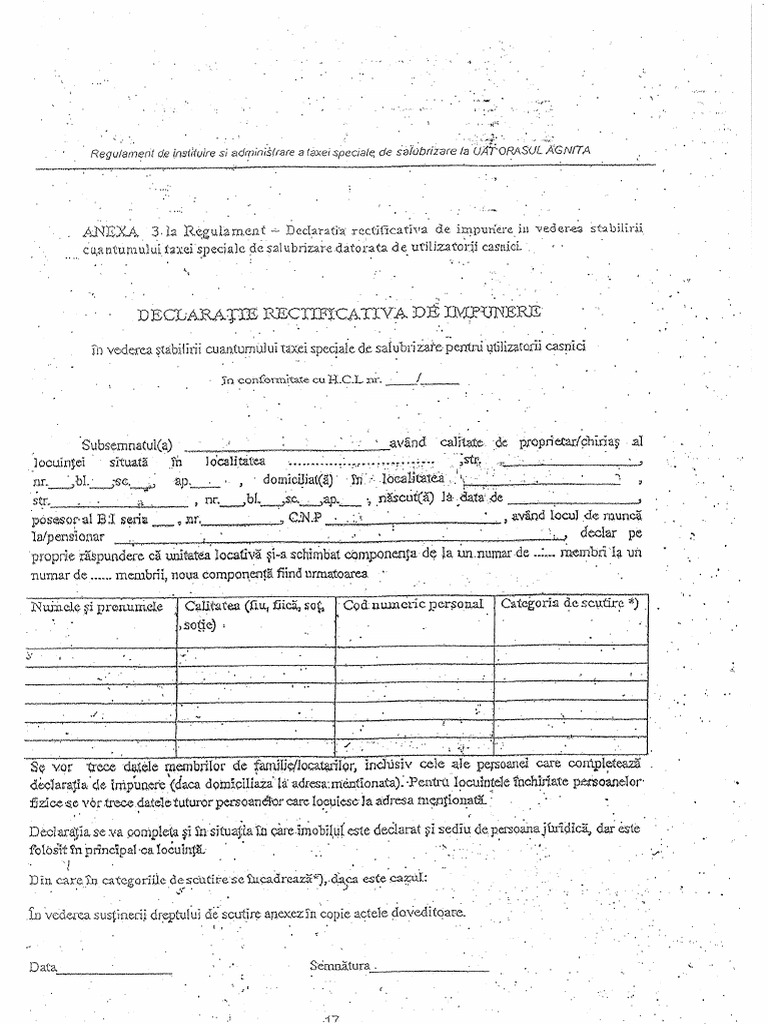 Declaratie Rectificativa de Impunere Salubritate PF | PDF