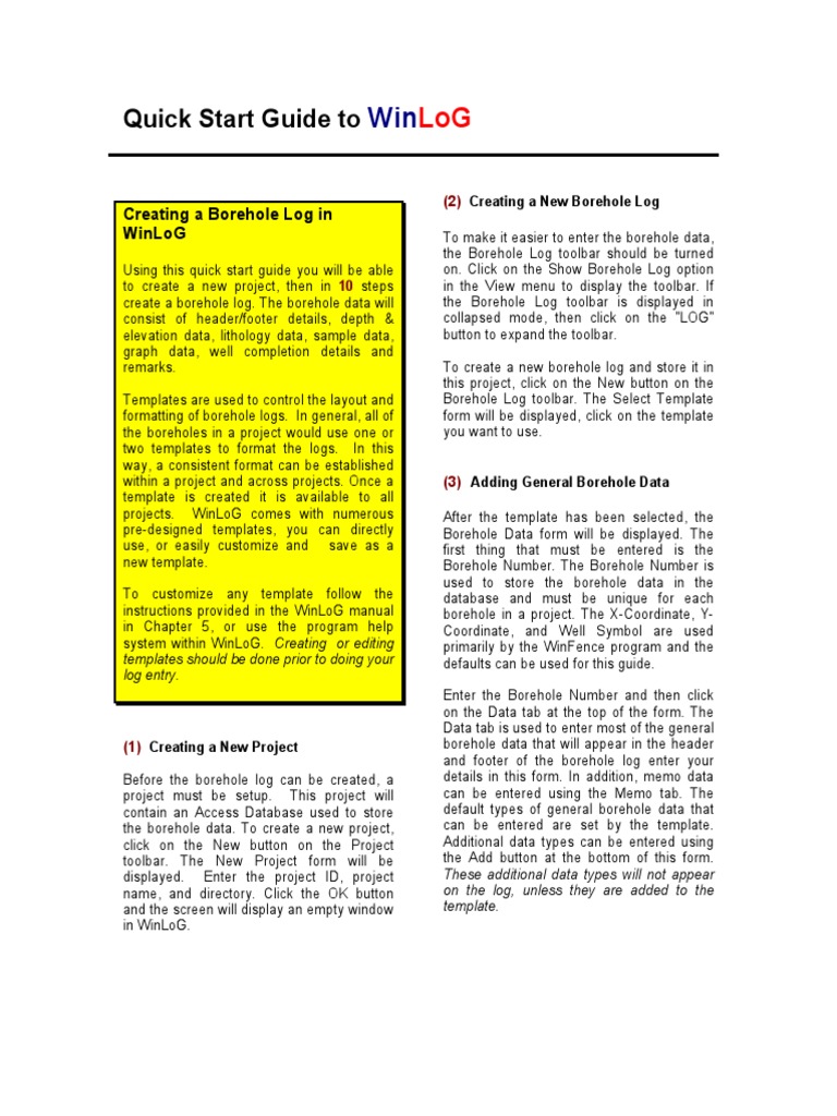 WinLoG Quick Start PDF | PDF