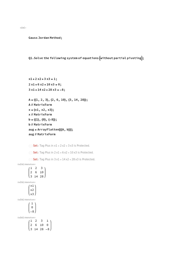 Gauss Jordan Method (Third Practical) | PDF | Equations | Mathematical Analysis