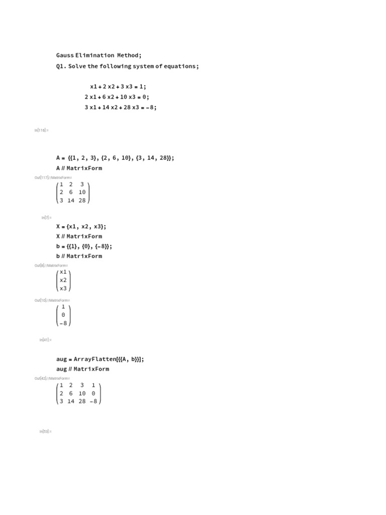 Gauss Elimination Method Second Practical Pdf Equations