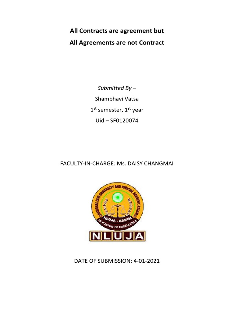 All Contracts Are Agreement But All Agreements Are Not Contract PDF ...