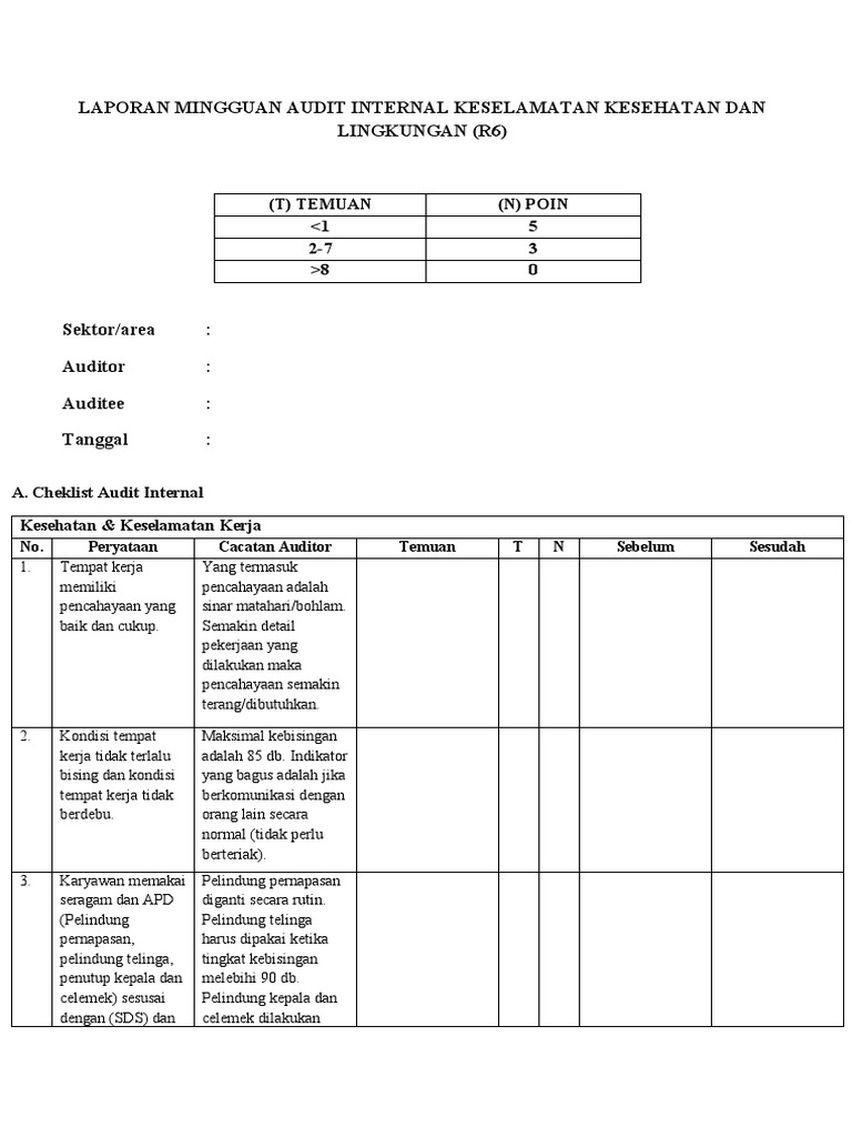 Audit Internal SMK3 R6 (Winding) | PDF