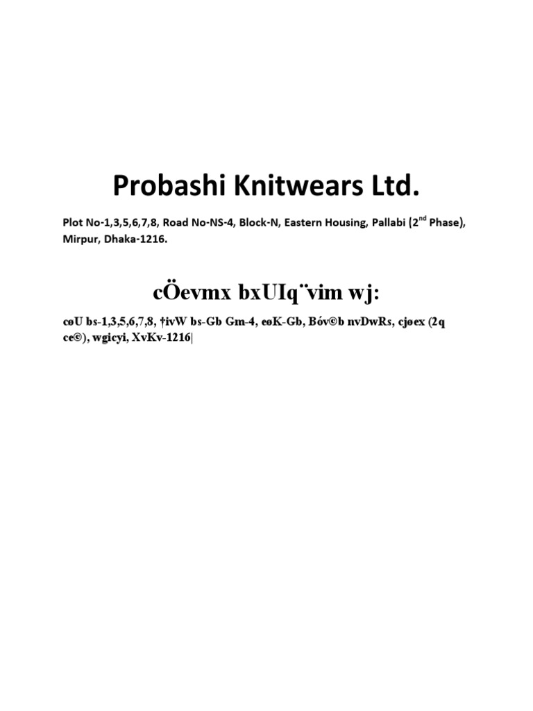 Probashi Knitwears LTD | PDF