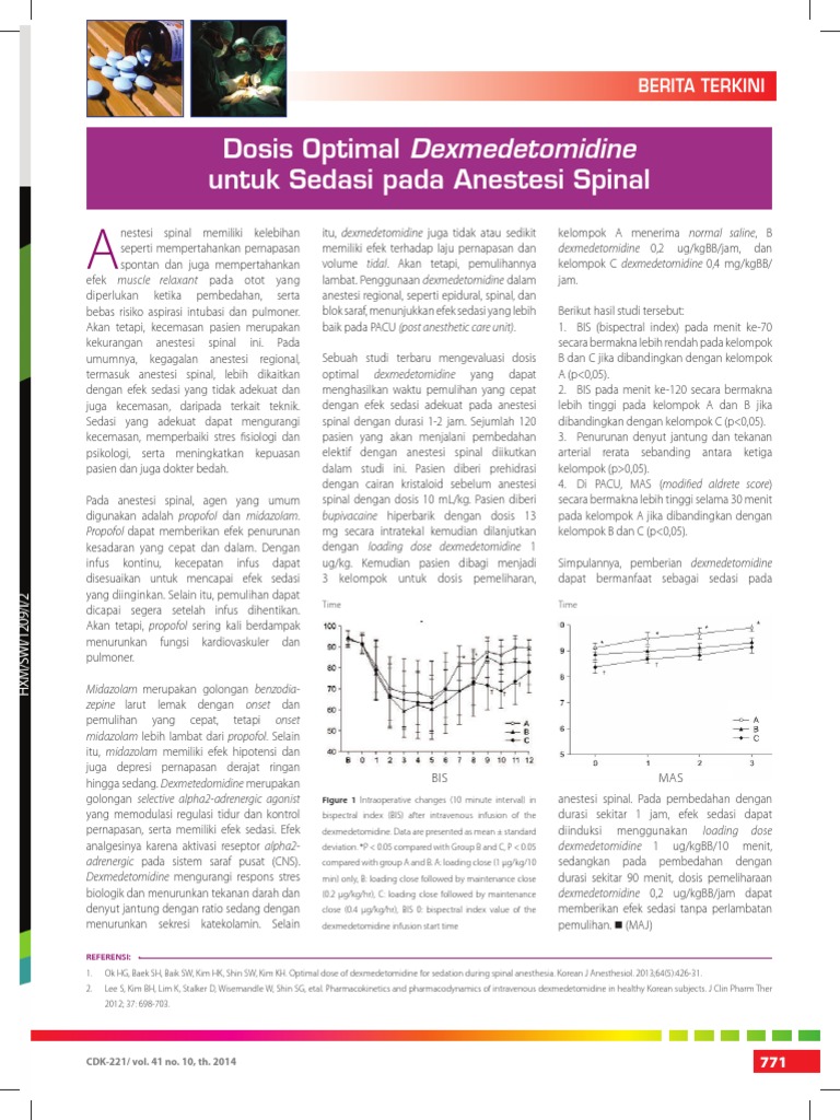 Dosis Optimal Dexmedetomidine Untuk Sedasi Pada Anestesi Spinal | PDF