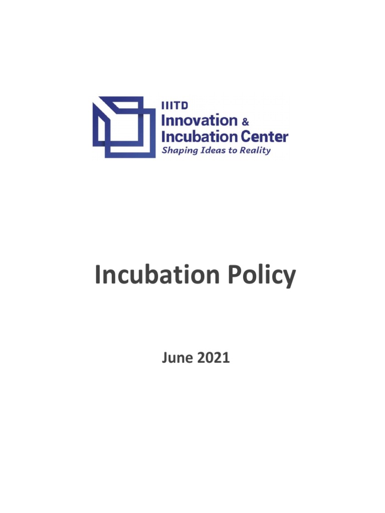 IIITD IC Incubation Policy PDF | PDF | Startup Company | Small Business ...