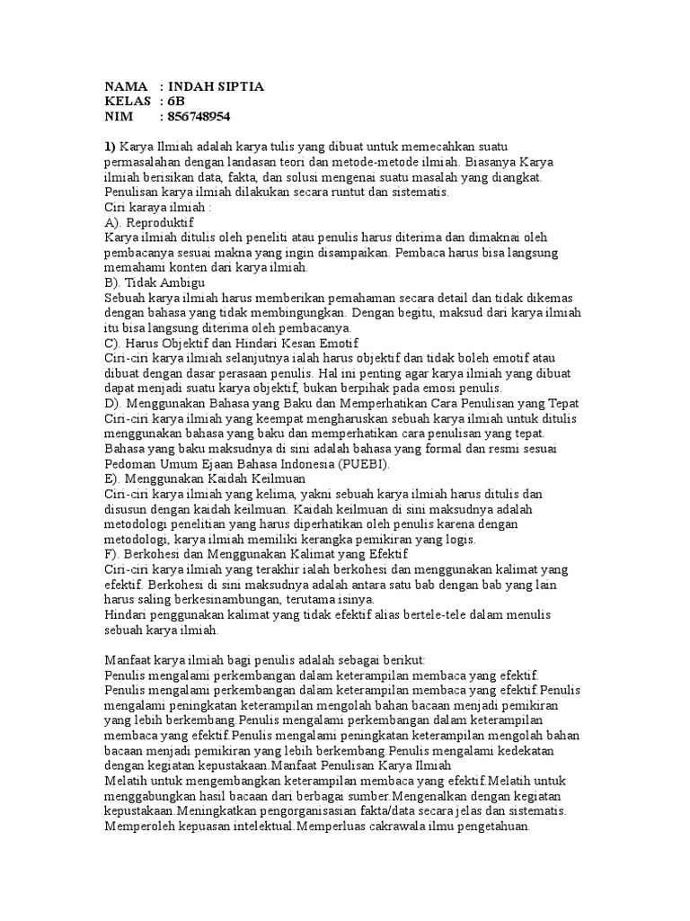 Tugas 1 Karya Ilmiah | PDF