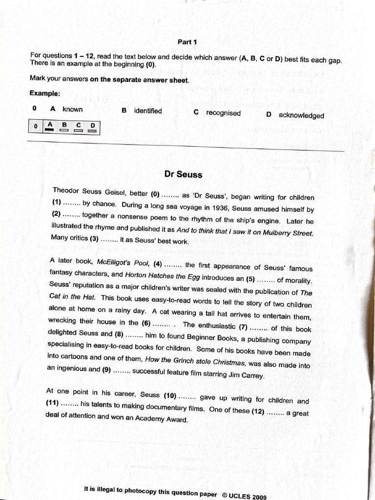 C1 Sample test.09- use of English | PDF