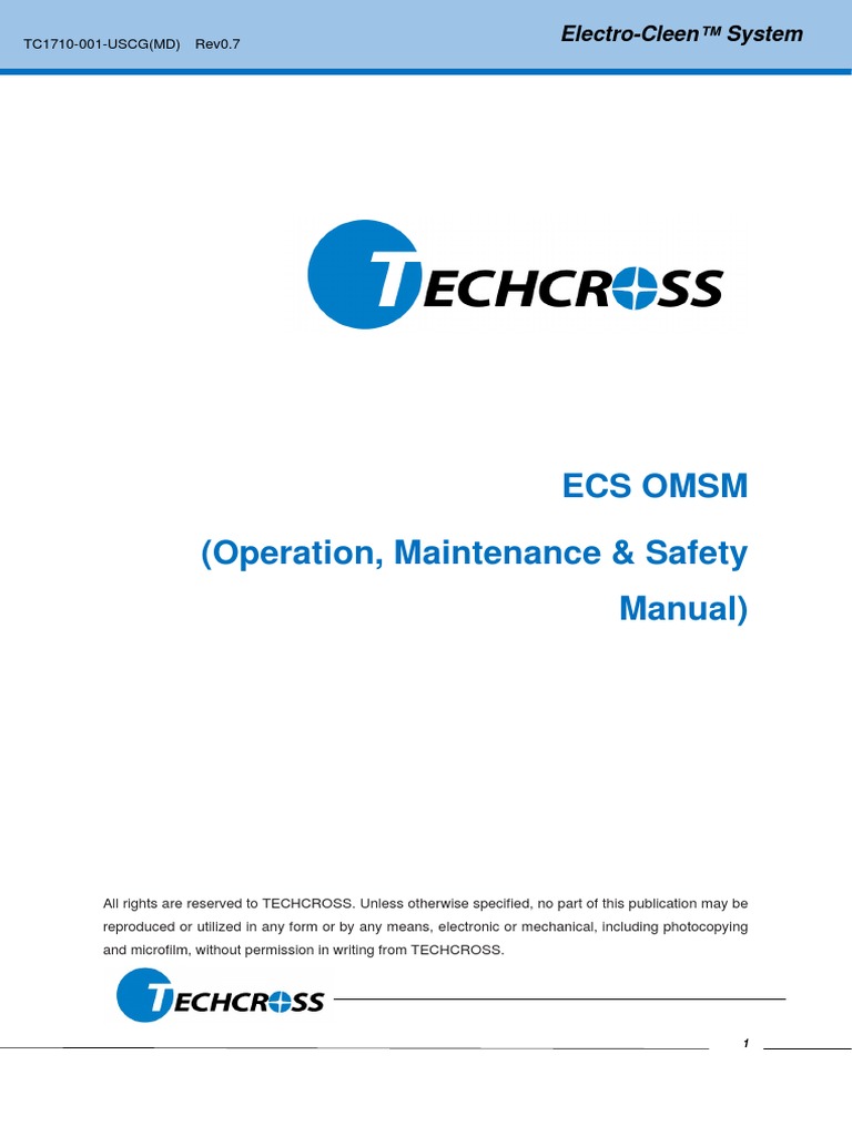 Ecs Omsm (Operation, Maintenance & Safety Manual) : Electro-Cleen ...