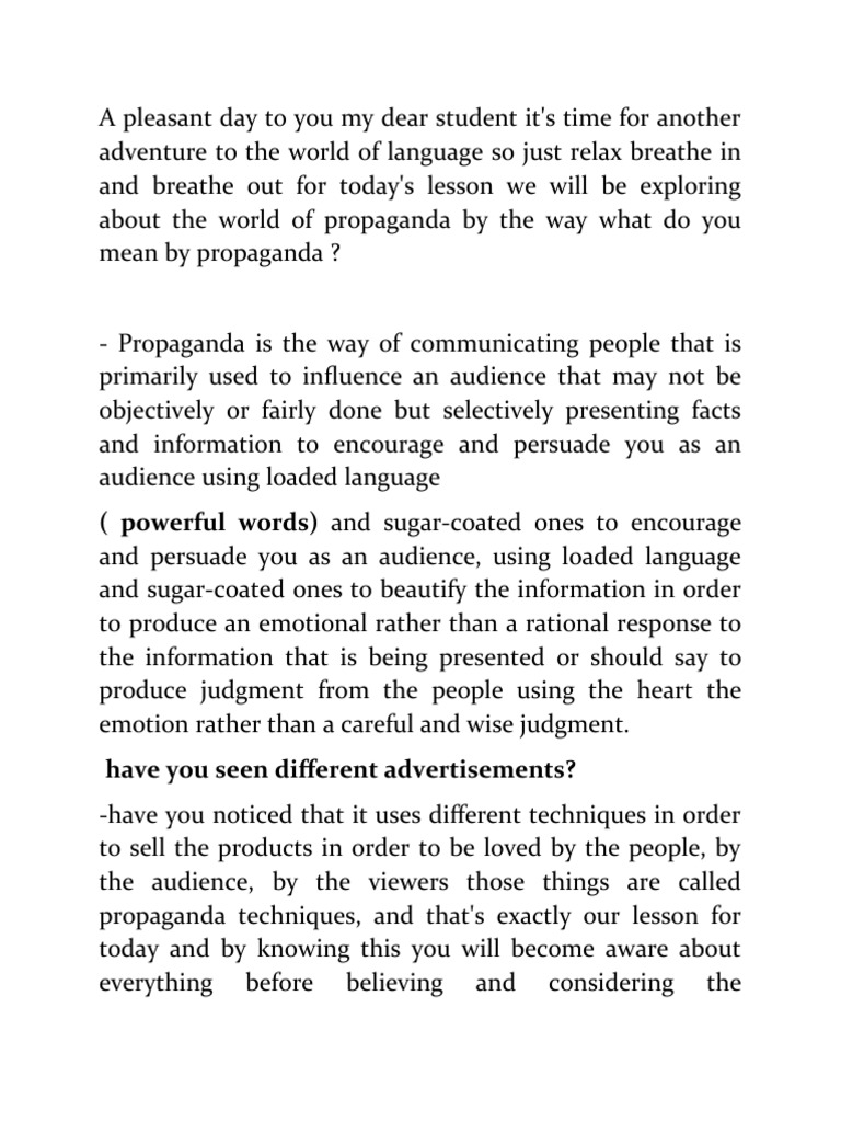 Propaganda Devices Explain | PDF | Social Science