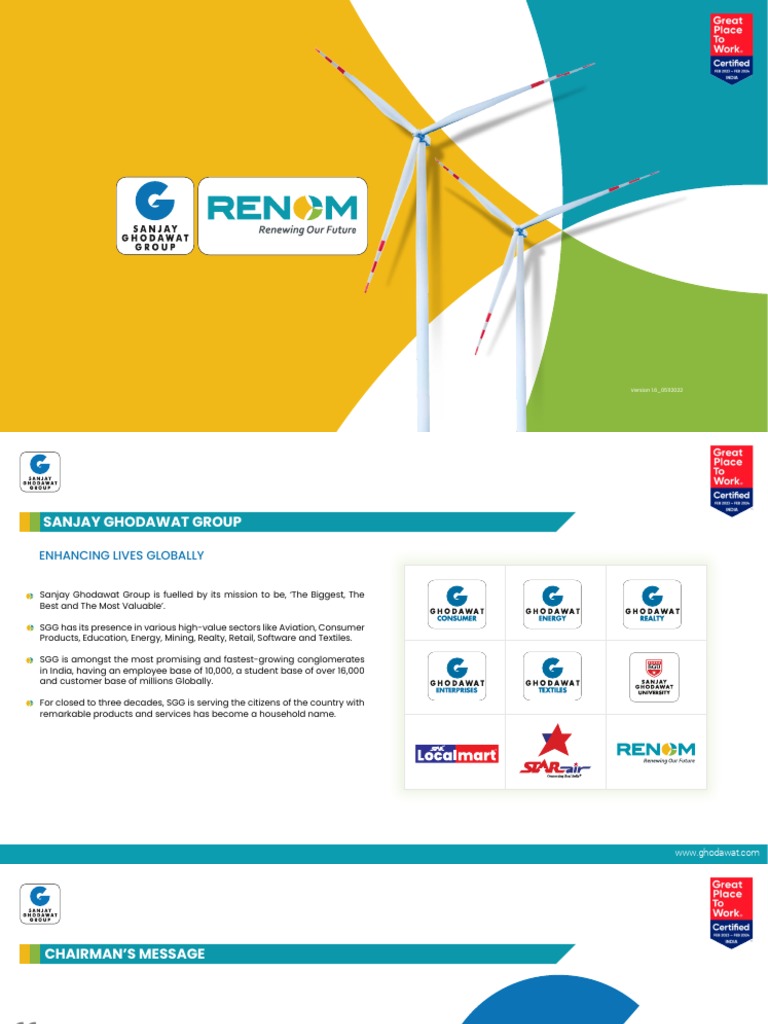 Ghodawat Group: RENOM Energy Overview | PDF | Wind Turbine | Business