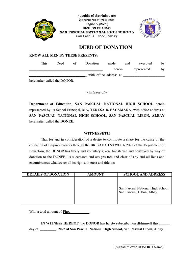 Deed of Donation and Acceptance New | Download Free PDF | Private Law ...