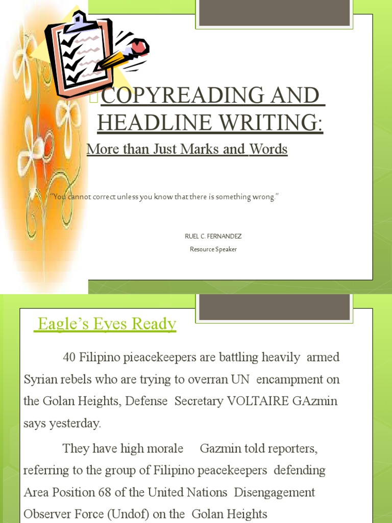 Copyreading and Headline Writing:: More Than Just Marks and Words ...