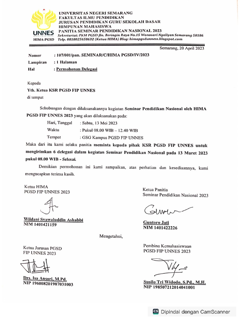 Surat Permohonan Delegasi KSR PDF | PDF