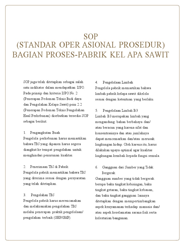 Sop Bagian Proses | PDF