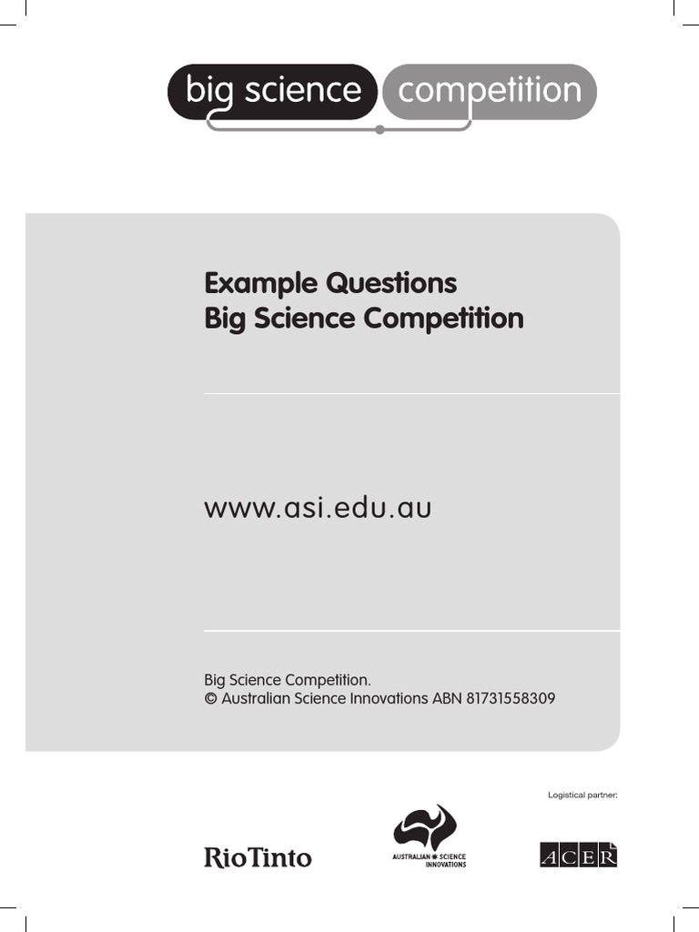 Big Science Competition Practise Questions Years 11 - 12 | PDF ...