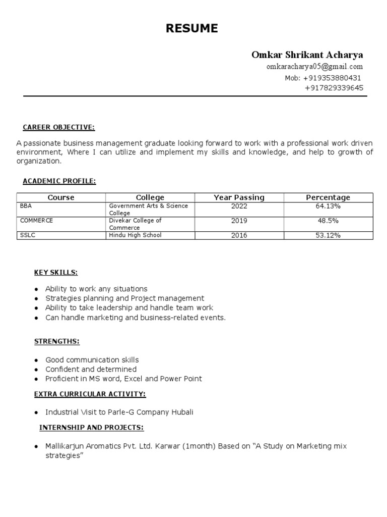 Omkar Resume | PDF | Cognition | Cognitive Science