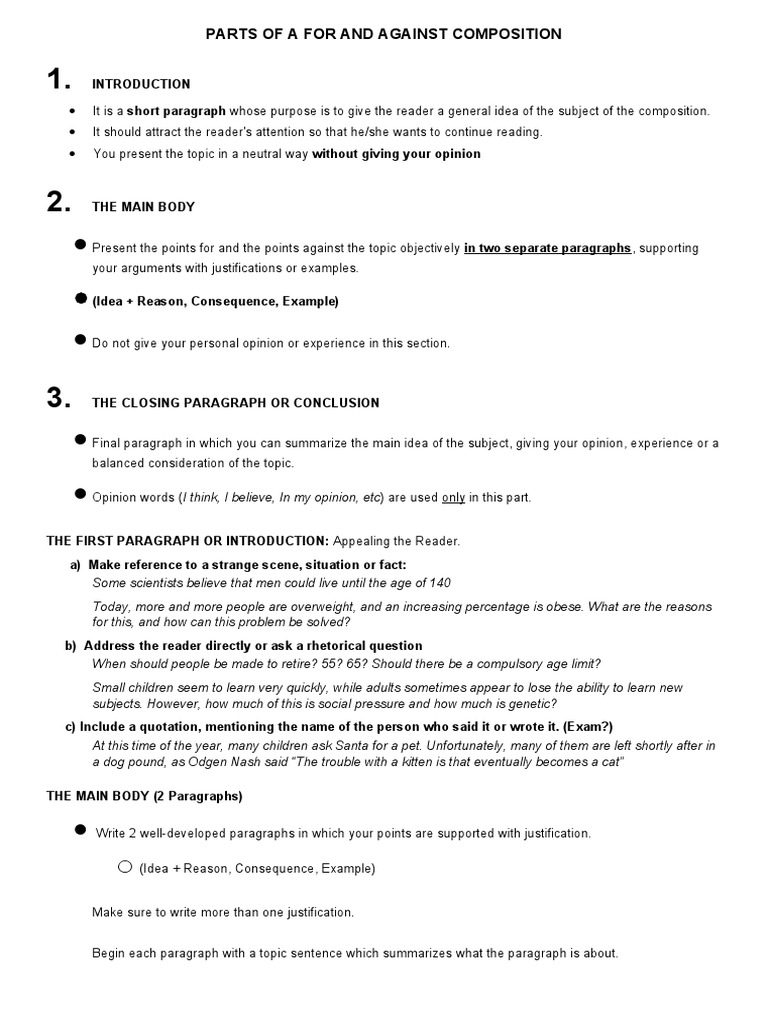 For and Against + CONNECTORS | PDF | Reason | Experience